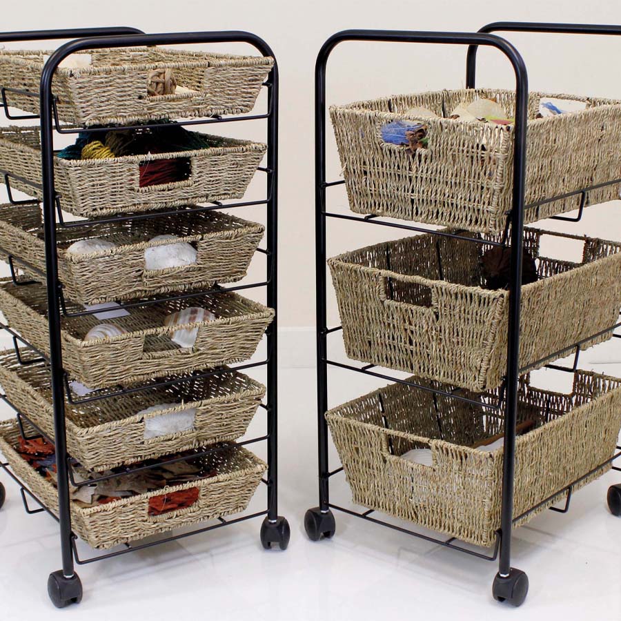 3 Shelf Deep Tray Storage Trolley With Seagrass Baskets – Morleys ...